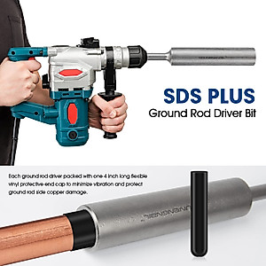 SDS-Plus Ground Rod Driver for 5/8 Inch and 3/4 Inch Ground Rods,Fits for Any SDS-Plus Rotary Hammer Drills with Flexible Vinyl Protective End Cap