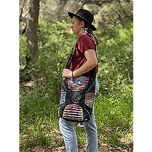 Original Collections Bohemian Embroidered Ripped Razor Cut Crossbody Hippie Purse Handbag AND Backpack Multicolor
