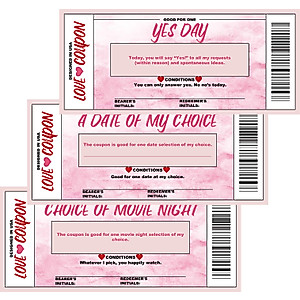 Love Voucher Cards for Him and Her - Romantic Gift for Birthdays, Anniversaries, Valentine's Day - 18 Unique Watercolor Themed Cards