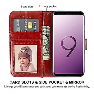 Wallet Case for Samsung Galaxy S9 Plus, PU Leather with Cash Card and Wrist Strap Christmas Deer for Cell Phone Case Fits Samsung Galaxy S9 Plus (2018) [6.2"]