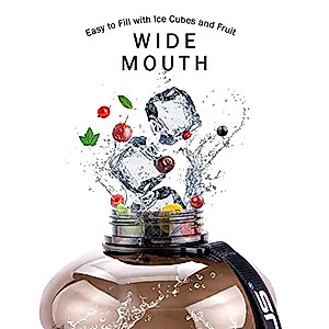 FUNUS Big Water Bottle BPA Free Half Gallon Water Bottle Jug Reusable Water Bottle for Men Women Fitness Sports Gym Outdoor (Transparent Black)