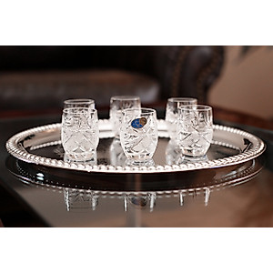 Set of 6, 1.5-Oz Hand Made Vintage Russian Crystal Shot Glasses, Vodka Liquor Old-fashioned Glassware