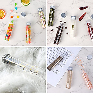 DEPEPE 30pcs 50ml Clear Flat Plastic Test Tubes with Screw Caps, 28×108mm Tubes for Candy and Beads Storage, Scientific Experiments