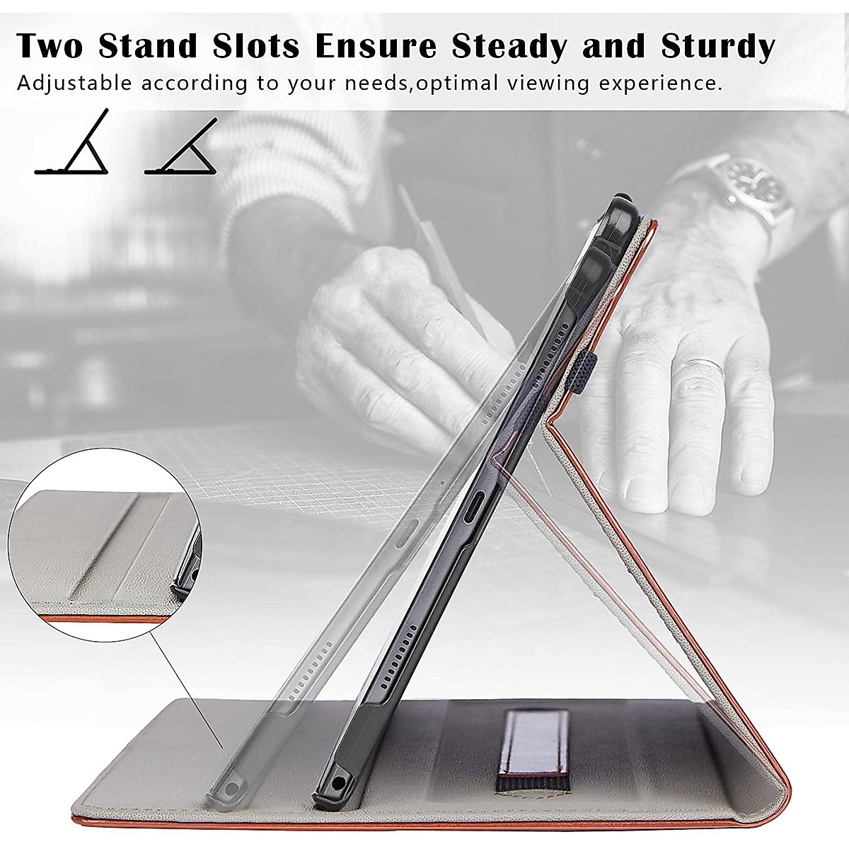 ZtotopCases for Samsung Galaxy Tab A8 10.5 Case 2022, Premium PU Leather Cover with Auto Wake/Sleep, Front Pocket & Multiple Viewing Angles for Samsung Tab A8 10.5 Inch Tablet SM-X200/X205/X207-Brown