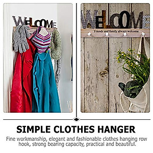 Wakauto Wooden Wall Hook Hanger with Welcome Signs for Coat Rack Caps Purses Hats Scarves Towels Umbrella Storage Organizer 50x18. 5cm