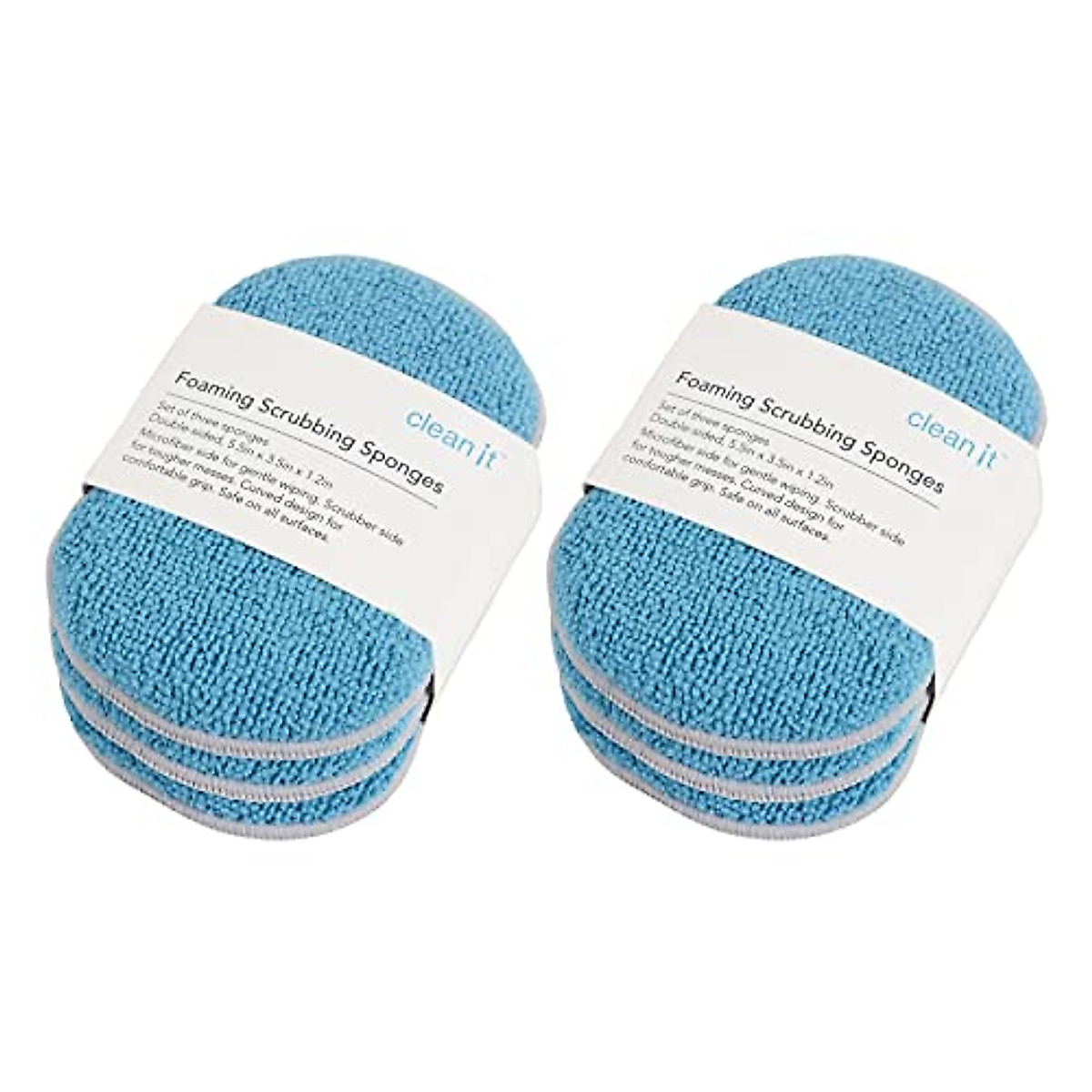 KAF Home Clean It Set of 6 Dual Sided Utility Sponges - Blue