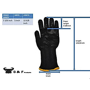 G & F 1682 Dupont Nomex Heat Resistant gloves for cooking, grilling, fireplace and oven, Barbecue Pit Mitt, BBQ Gloves, Sold by 1 Piece