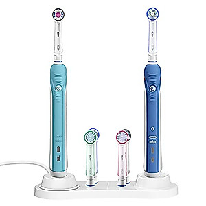 Electric Toothbrush Holder with 1 Charging Stand Slot, 1 Toothbrush Stand and 4 Toothbrush Head Stands + 4 PCS Toothbrush Head Covers for Oral B