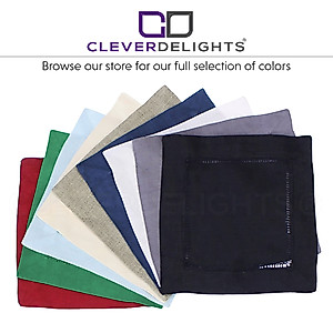 CleverDelights 6" White Linen Hemstitch Cocktail Napkins - 12 Pack - 100% Linen