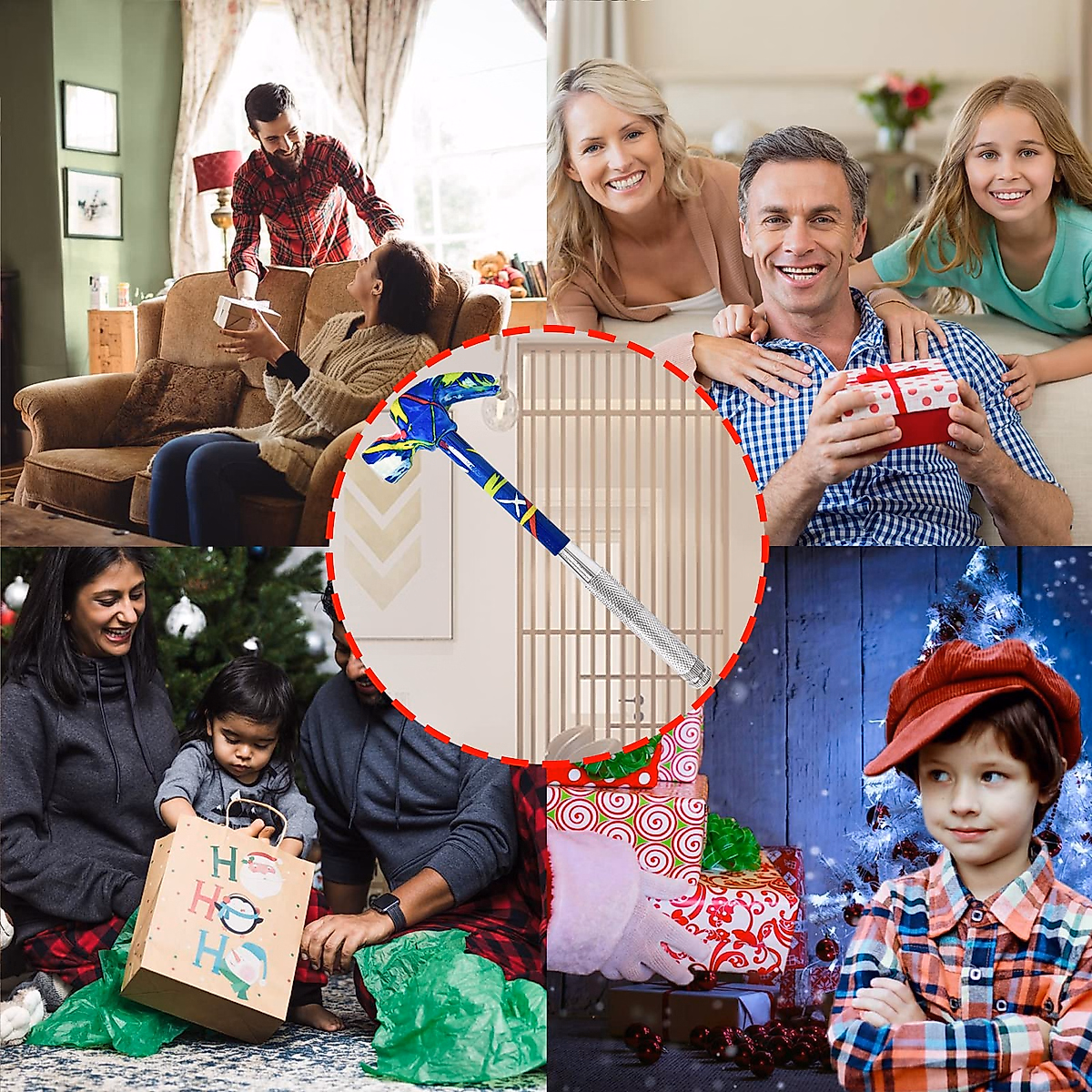 Floral Hammer with Screwdriver 6 in 1 Multifunctional Tool Set with Slotted/Flat Head Phillips Screwdriver & Nut Drivers Garden Tool Nail Puller Hammer Gift for Halloween Thanksgiving Christmas (Blue)