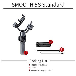 Zhiyun Smooth 5S Gimbal Stabilizer for iPhone 14 Pro Max Plus 13 12 X Xs Xr 8 Android Smartphone Gimbal Portable 3-Axis Handheld Phone Gimbal for Video YouTube Vlogging TikTok zhi yun Smooth 5 Upgrade