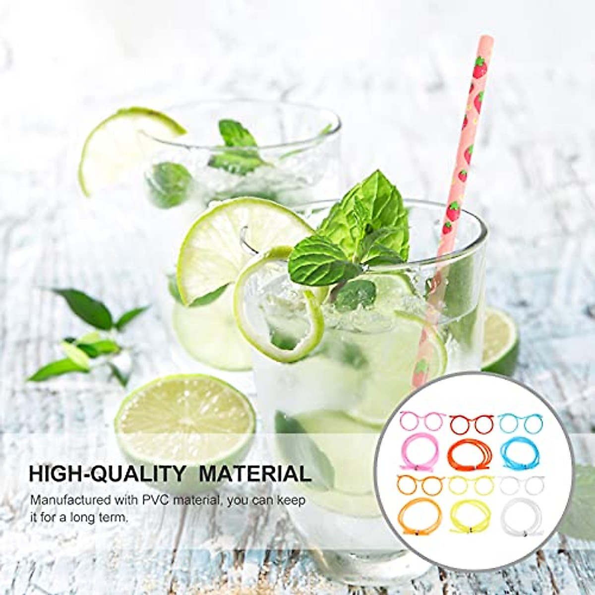 Healifty Straw Sunglasses 12pcs Glasses Straw Flexible Drinking Straw Fun Party Drinking Straw Glasses Cocktail Straws Stirrer Silly Straw Glasses Child Pvc Unique Blender