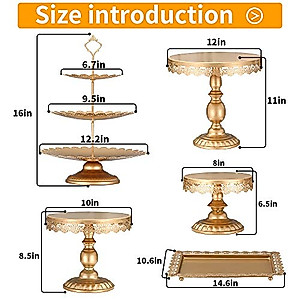 XINLIYA Set of 6 Pieces Metal Cake Stands Round Cake Stands Square Candy Fruite Display Plate Cupcake Serving Tower Wedding Brithday Party Celebration Home Decoration,Antique Gold