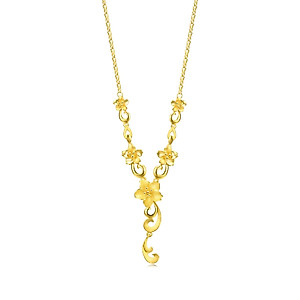 CHOW SANG SANG 999.9 24K Solid Gold Price-by-Weight 19.79g Gold Floral Necklace for Women and Wedding Occasion 49452N
