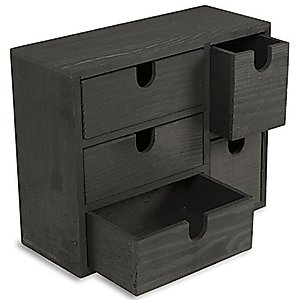 brightmaison BGT Capri Desk Organizer for Office Supplies, Sewing Kit & Jewelry Box, Decorative - Small Wooden Box DIY Project Black
