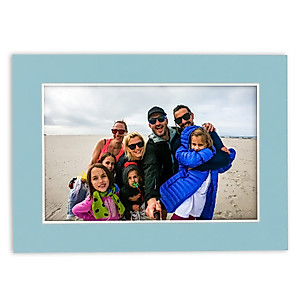 6x8 Mat Bevel Cut for 4x5 Photos - Acid Free Aqua Blue Precut Matboard - For Pictures, Photos, Framing - 4-ply Thickness