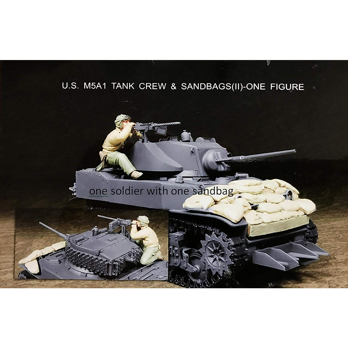 XINGCHANG Assembly Unpainted Scale 1/35 U.S. M5A1 Tank Crew & Sandbags One Figure Figure Historical Resin Model Miniature Kit