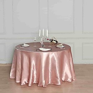 Tableclothsfactory 108" Dusty Rose Wholesale Linens Satin Round Tablecloth for Kitchen Dining Catering Wedding Birthday Party Events