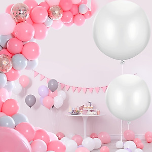 Charnoel 18 Pack 24 Inch Balloons Large Latex Balloons 36 Inch 18 Inch Giant Round Balloons Big Macaron Balloons for Wedding Birthday Party Baby Shower Decorations (White)