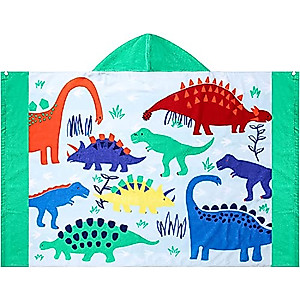 Prozebii Kids Hooded Beach Bath Towel 100% Cotton Super Soft Boys Girls Childrens Toddlers Swimming/Shower/Beach Towel, Oversize Size 50"x30" Dinosaur Pattern