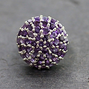 NOVICA Amethyst .925 Sterling Silver Handmade Cluster Ring, Jacaranda'