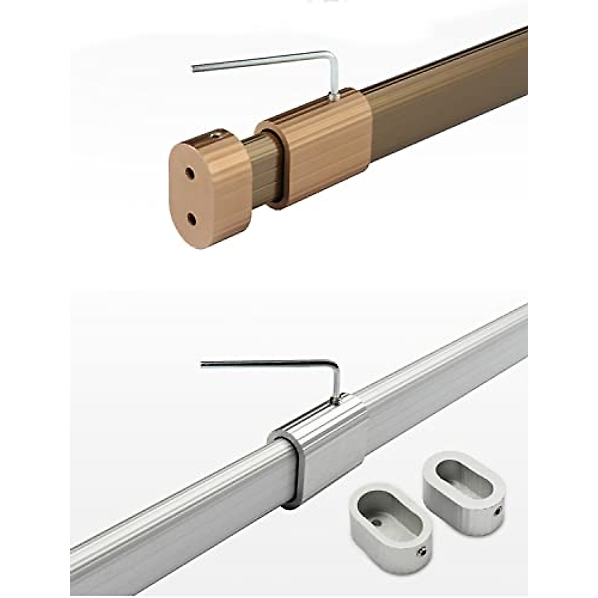 Autuwintor Adjustable Closet Rod Black Closet Rods for Hanging Clothes Heavy Duty with End Supports Aluminum Alloy Oval Shape 16-24 Inches Quantity-1pcs