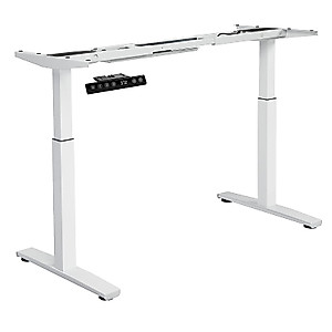 Tangkula Dual Motor Electric Standing Desk Frame, Height & Width Adjustable Motorized Sit Stand Desk Base, Ergonomic Standing Up Workstation w/Memory Controller (White)