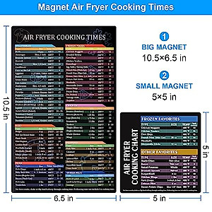 Air Fryer Cheat Sheet Magnetic Air Fryer Cooking Times Chart Magnet Cheat Sheet Set Air Fryer Accessories Cookbook Recipe Card Meat Temp Guide for Airfryer Oven Cooking Pot Kitchen Appliances, 2 Pack