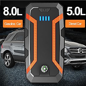 Gehopow Jump Starter Portable for 8.0L Gas/5.0L Diesel, 12V/1500A Auto Jump Box Car Battery Charger Pack, USB Quick Charge Type-C & LED Light & Compass