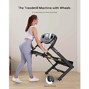 Treadmill with Auto Incline Foldable Treadmill 17'' Electric Treadmills 2.5 HP/8.5 MPH with 15 Training Programs 0-12% Auto Incline Large LCD Display Easy Assembly for Home Office Gym Use