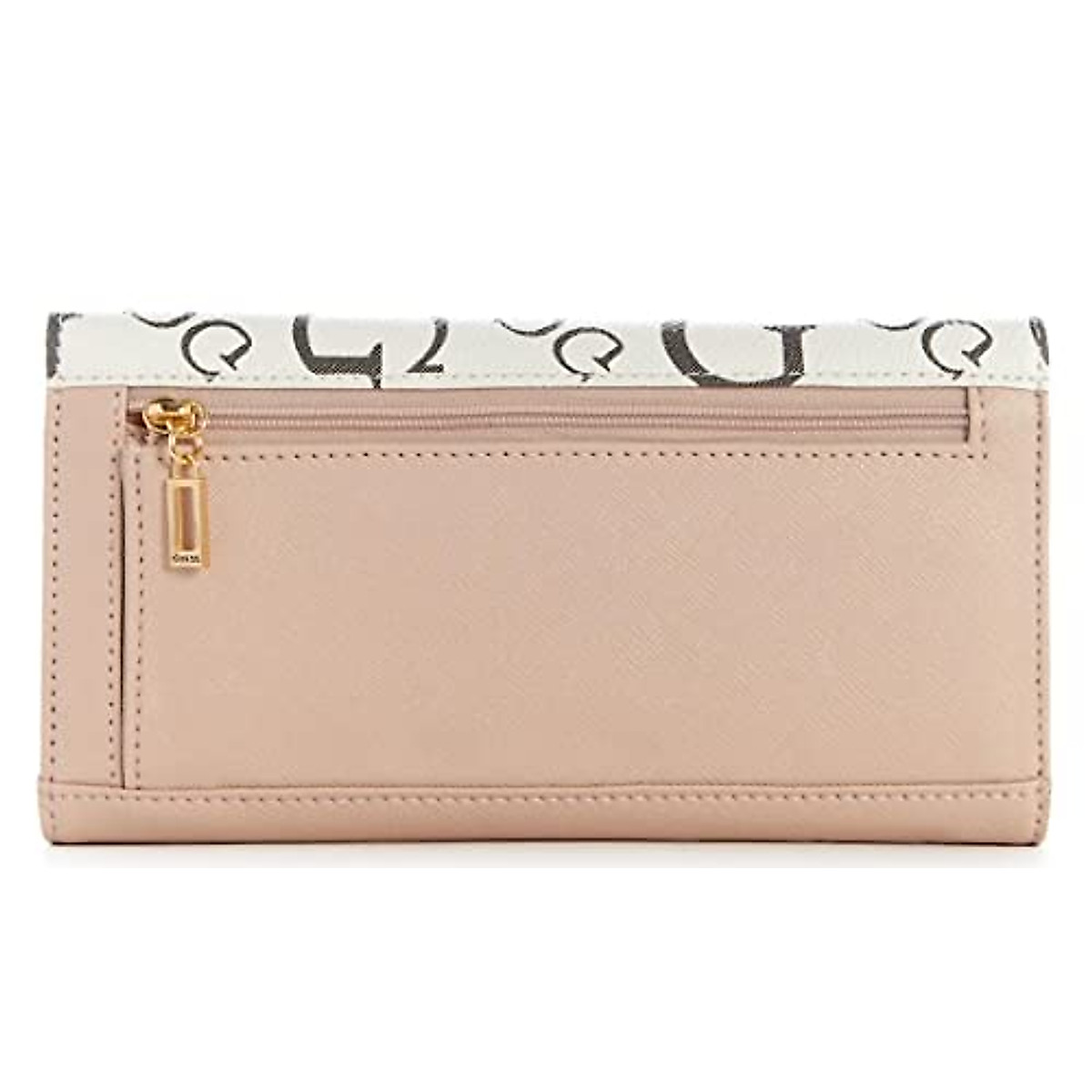 GUESS Women's Marlo Logo Print Front Pocket Trifold Wallet Clutch Bag - Cement