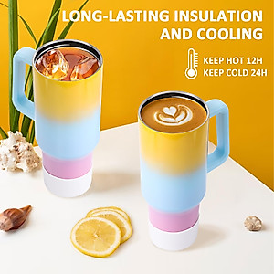 DRINKMALL 40 oz Tumbler with Handle and Straw Lid, 100% Leak Proof Travel Mug, Stainless Steel Vacuum Insulated Keep Drinks Cold 24 Hours or Hot 10 Hours for Coffee (Black-For Men, 20OZ)