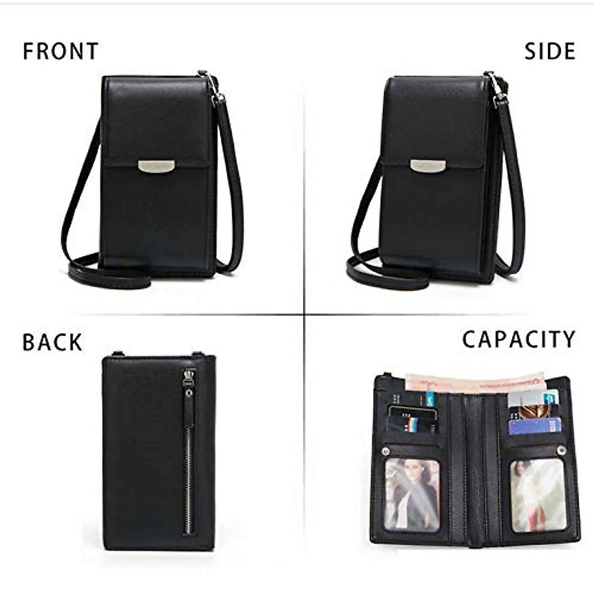 Small Crossbody Bag Cell Phone Purse Wallet with Credit Card Slots for iPhone 14 13 Pro 12 11 Pro XR Samsung Galaxy S22 S21 S20 5G/ S22+ S10+ A10e Note 10 Google Pixel 6a 5a 4a Blu View 2 BLU G9 PRO