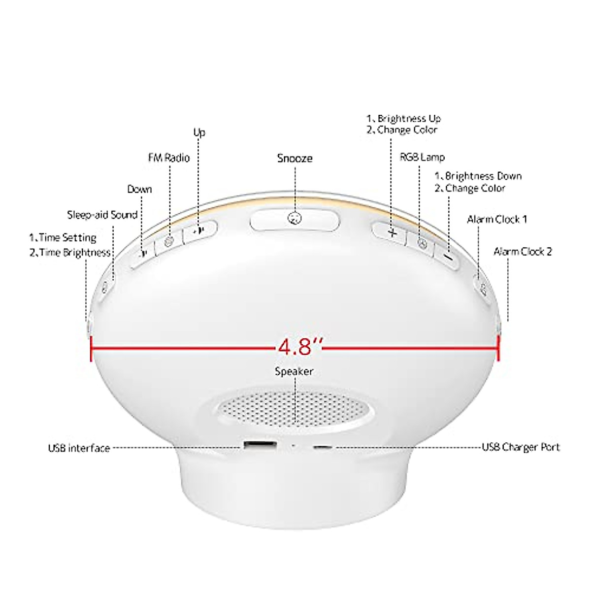Sunrise Alarm Clock for Heavy Sleepers, Wake Up Light with Sunrise/Sunset Simulation, Dual Alarms & Natural Sounds, Snooze & Sleep Aid, FM Radio, 7 Colors Night Light for Bedroom, Ideal for Gift