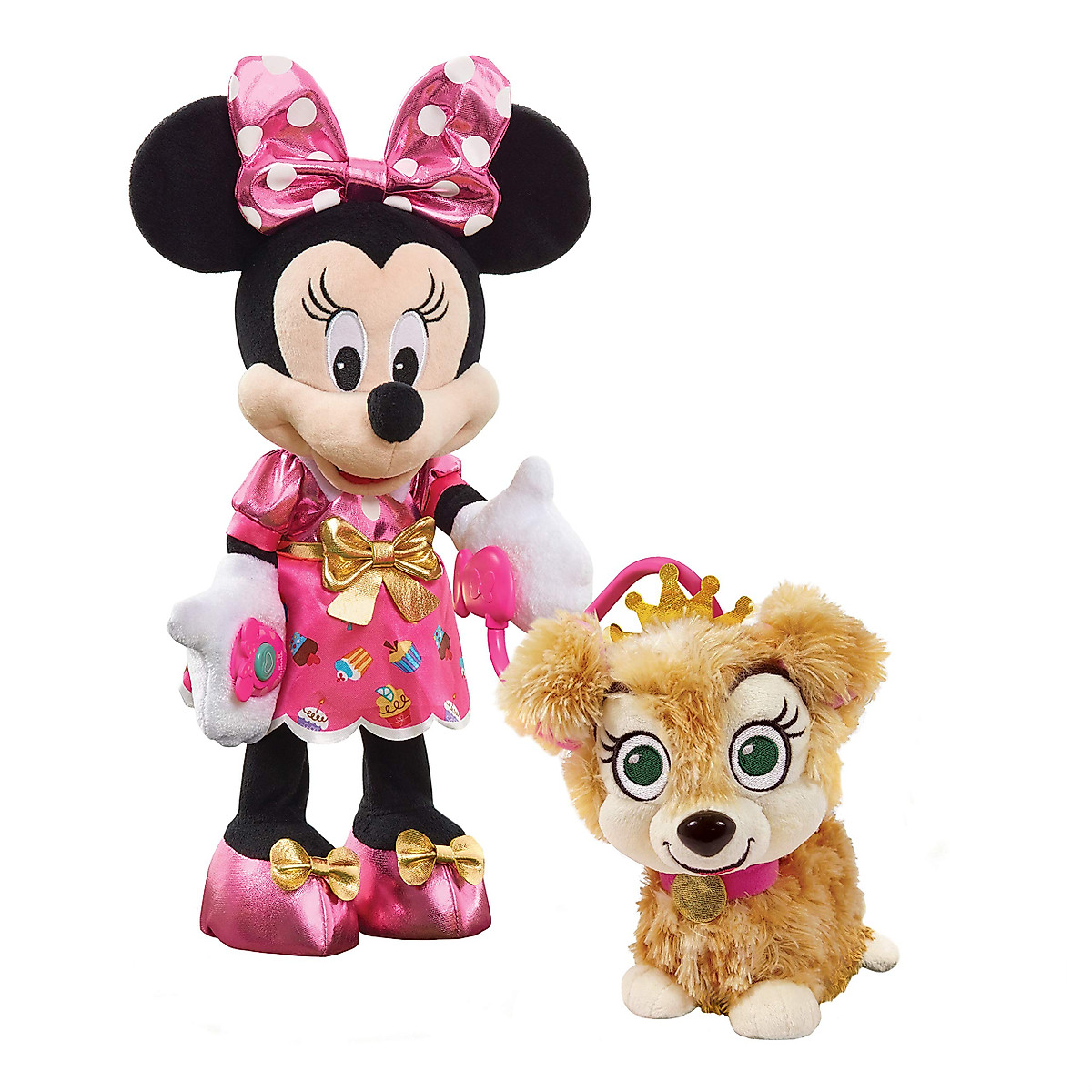 Disney Junior Minnie Mouse Party & Play Pup Feature Plush, Officially Licensed Kids Toys for Ages 3 Up by Just Play