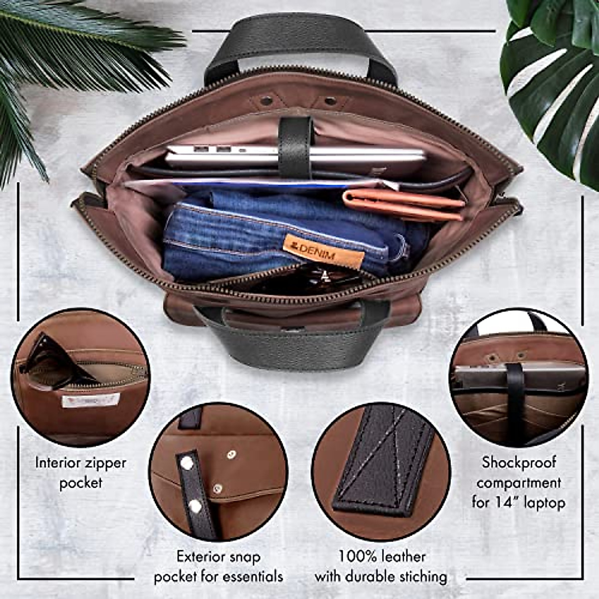 ORNA'S LEATHER ART | SWAN Everyday leather backpack for Women. Practical, Stylish and Spacious Women’s Bag. Real Leather in A Chic Backpack And Contemporary Design, (LIGHT BROWN)