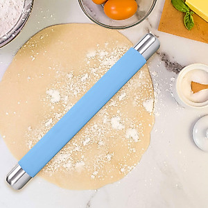 Remeel Rolling Pin Dough Roller for Baking with Thickened Non Stick Silicone Metal Handle Rolling Pin Stainless steel Fondant Roller Pin Cookie Pastry Kitchen Accessories 13.8 X 1.5 Inches