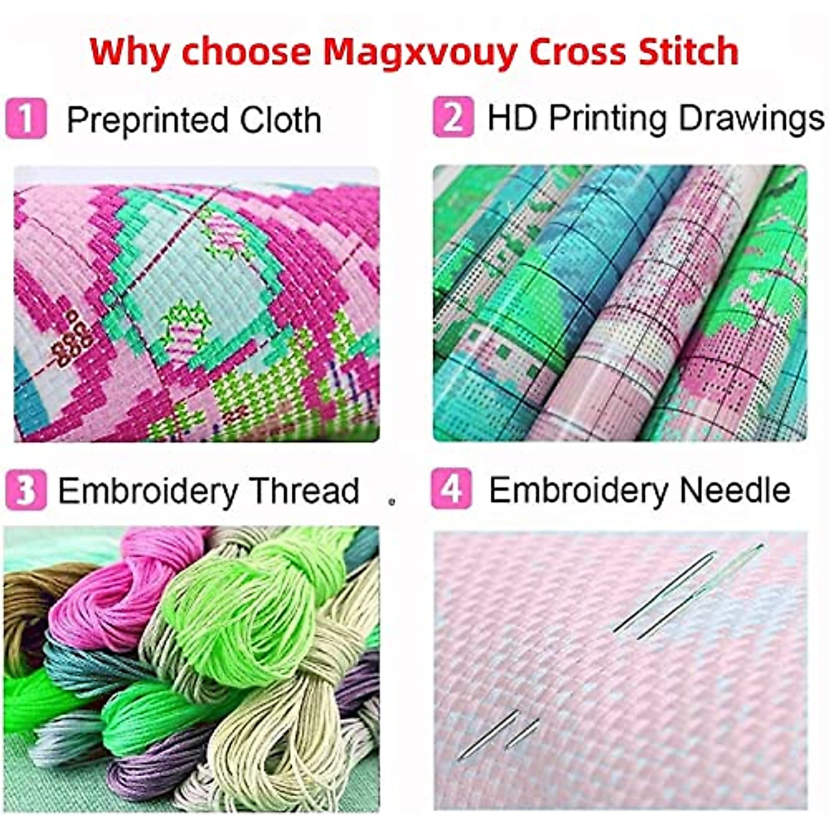 Magxvouy Beginners Cross Stitch Kits Stamped Full Range of Embroidery Kits for Adults DIY Cross Stitches kit Embroidery Patterns for Needlepoint kit- Dusk After rain 15.7x20.9 inch