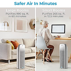 Pure Enrichment® PureZone™ Elite True HEPA Large Room Tower Air Purifier with Air Quality Monitor, 4 Stage Filtration and UV-C Light, Helps Destroy Bacteria, Smoke, Pollen & Dust (White)