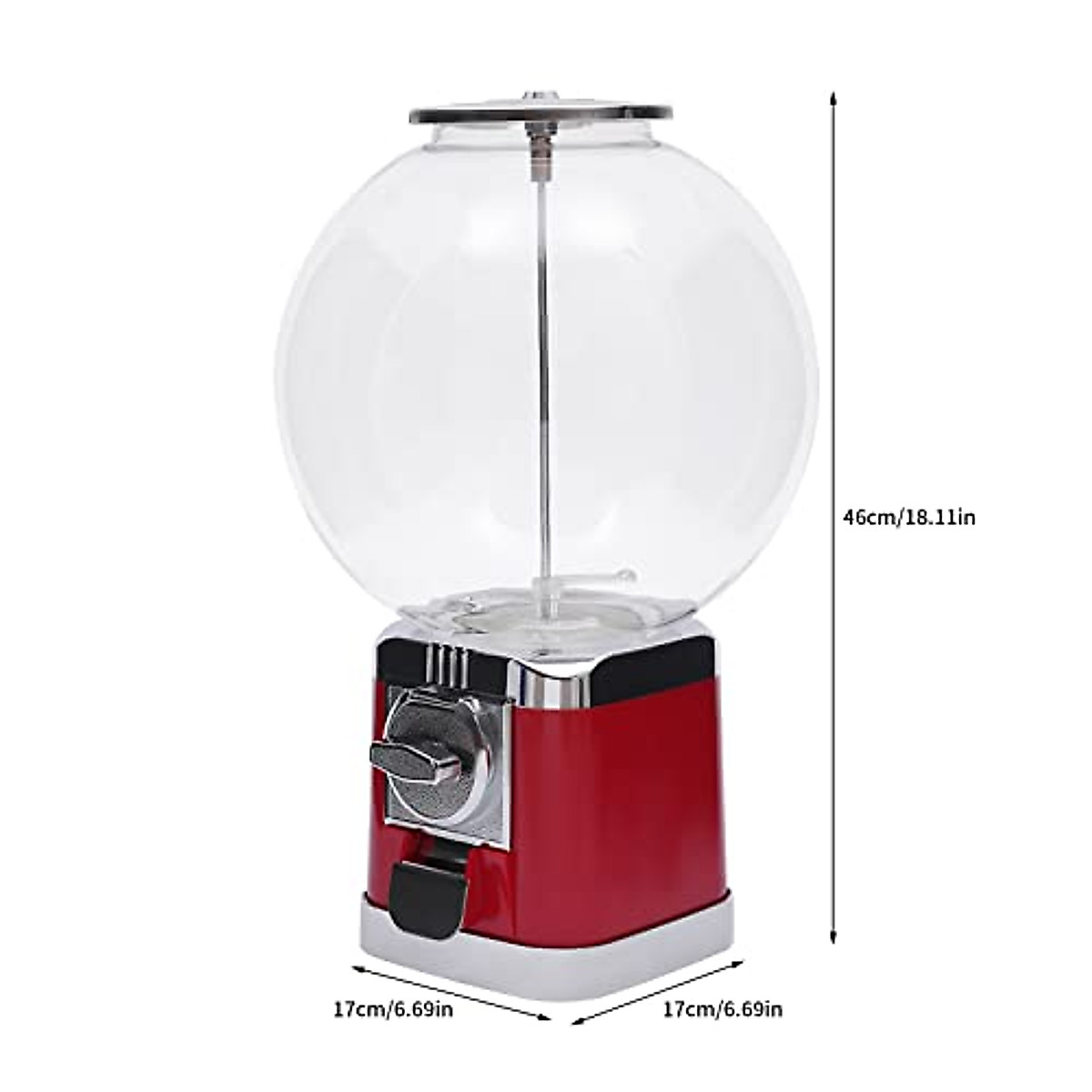 Gdrasuya10 Vending Machine, 18.11" Big Bubble Gumball Machine Lockable Candy Gumball Dispenser Machine Large Capacity Toy Vending Machine for 1.26inch Ball or Candy, Red