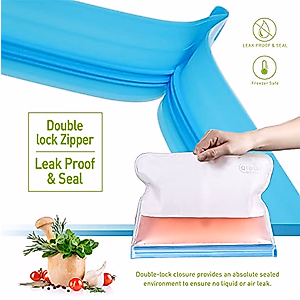 24 Pack Reusable Food Storage Bags - Non Plastic & Silicone Gallon Freezer Bags Sandwich Snack Resealable Lunch Bags Extra Thick Leakproof for Marinate Food & Fruit Cereal Travel Items Home Kitchen