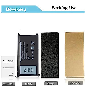 Bovekeey 42Wh 11.4V WDX0R Battery for Dell Inspiron 13 15 5000 7000, 5570 7579 7378 5567 7573 5565 5379 5378, Latitude 3490 3590 3340 3400 3390 3500 3190 Vostro 5468 5568 P69G 3CRH3
