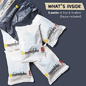 Momofuku Soy & Scallion Ramen Noodles by David Chang, 5 Count (Pack of 1) Air-Dried Vegan Instant Noodles with Sauce