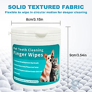YUVEXAHOO PET Teeth Cleaning Wipes for Dogs & Cats, No-Rinse Finger Toothbrush, Reduces Plaque & Freshens Breath Teeth Care Wipes,Disposable pet Cleaning and Gum Care Wipes, 50 Count