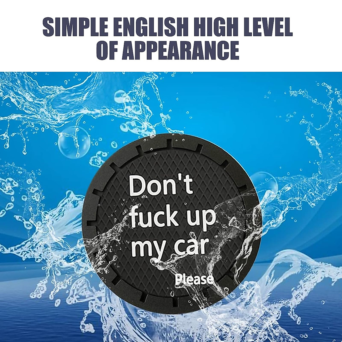 UGSHY 2 PCS Car Cup Hoder Coaster, 2.75" PVC Non-Slip Insulated Honeycomb Coaster Decoration, Don't Fuck up My car Coasters, Universal Interior Accessories for Most Cars (Black)