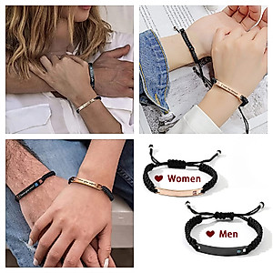Personalized Custom Name Couple Bracelets, Personalized Engraved Stainless Steel Adjustable Bracelets Gift for Men, Women, Family, Lovers (2pcs Couples Set, Style)