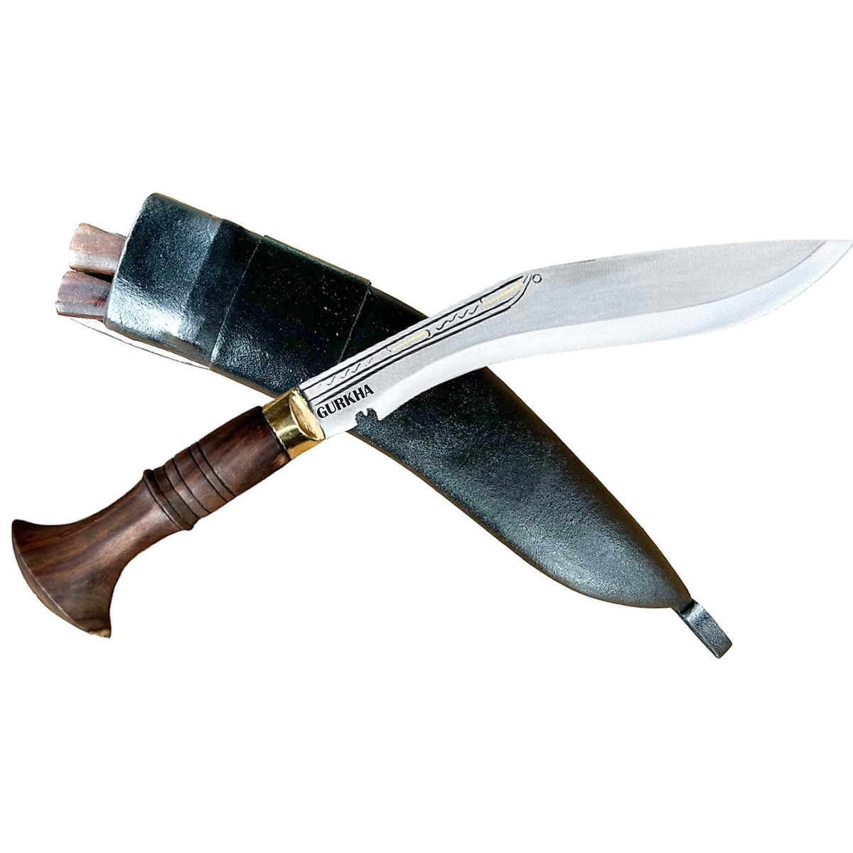 Gurkha Kukri Knife Overall 15 IN Panawal Sirupate Khukuri Knife 9.5 IN Fixed Blade Leather Sheath & 2 Small Knives - Handmade In Nepal