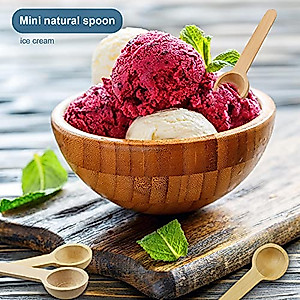 BILLIOTEAM 60 PCS Mini 3 Inch Small Wooden Spoons,Tiny Small Natural Wooden Bath Salt Scoop Tasting Spoon for Salt Seasoning Condiment Spice Sugar Coffee Honey