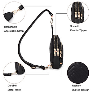 Telena Sling Bag for Women Crossbody Bags Fanny Packs for Women Cross Body Waist Pack with Detachable Strap Black