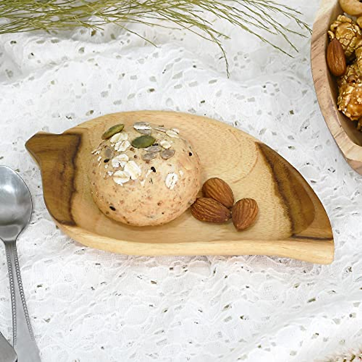 AeraVida Vintage Nature Leaf-Shaped Teak Wood Serving Platter or Bowl | Wooden Platters for Serving Food | Teak Wood Leaf Platter | Leaf-Shaped Wooden Platter